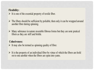 Textile fiber properties. | PPTX