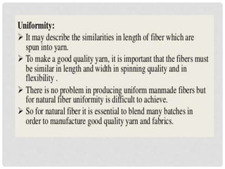 Textile fiber properties. | PPTX