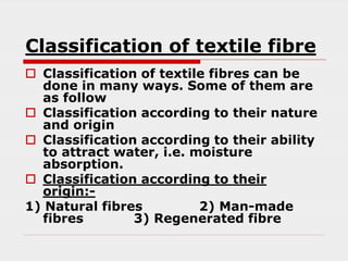 Textile Fibre - Introduction &Classification | PPT