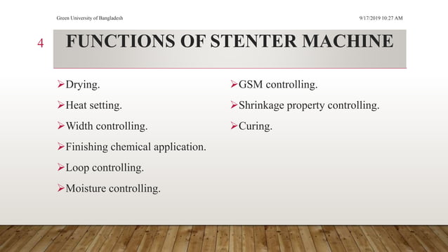 Stenter Machine | PPTX | Needlework | Arts and Crafts
