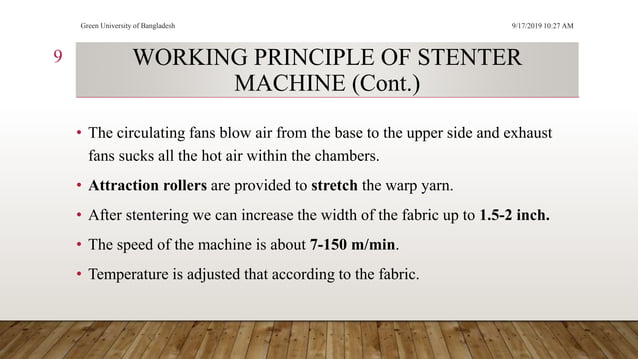 Stenter Machine | PPTX | Needlework | Arts and Crafts