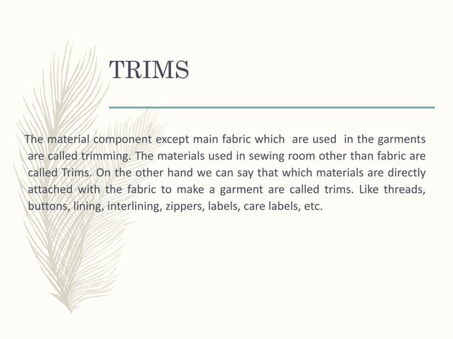 Textile & garments (1)- Trims & accessories of garments | PPTX