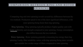 Comparison between Ring & Rotor Yarn Spinning, Amity university kolkata ...