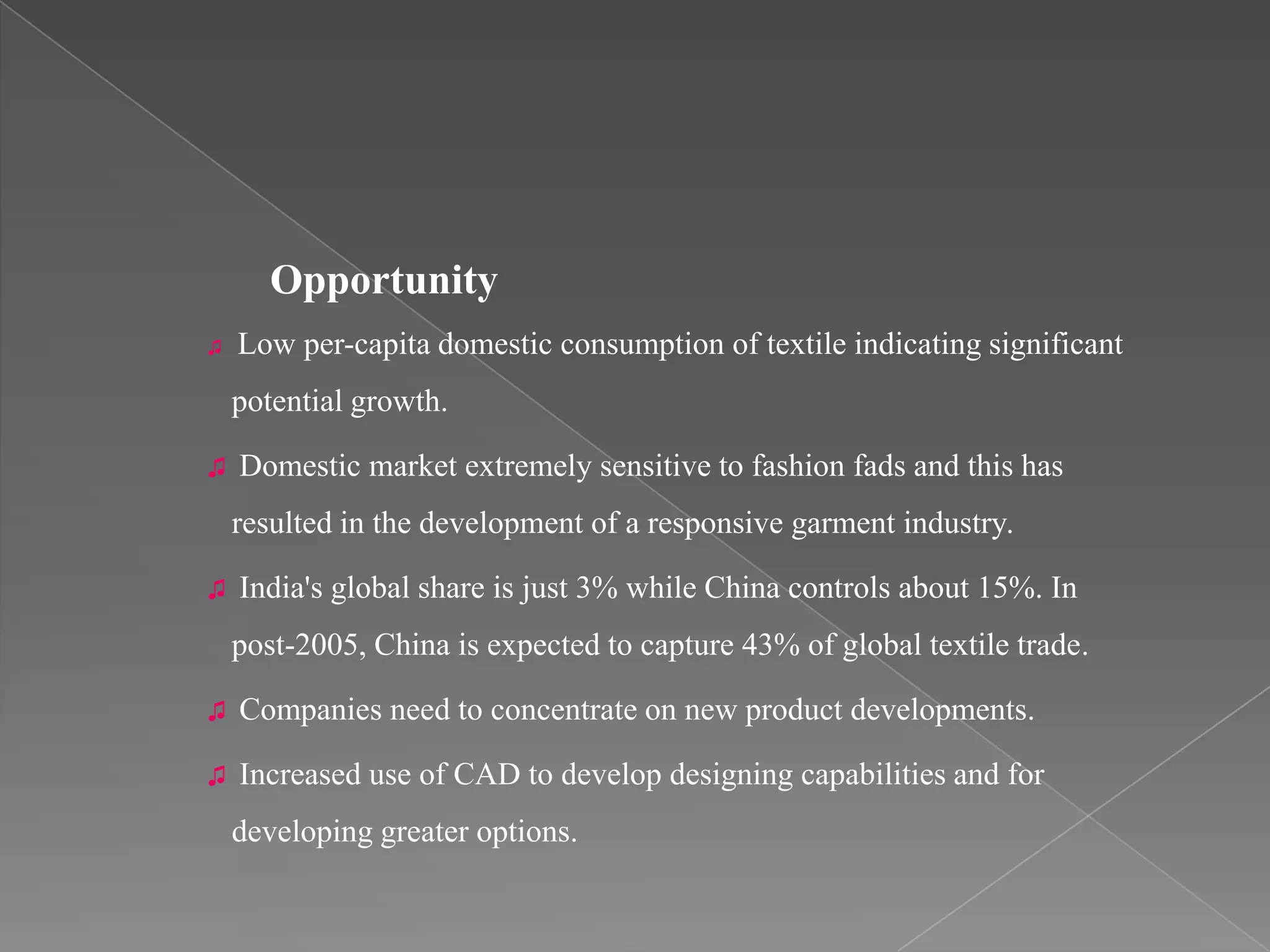 Textile industry ppt strategic management | PPTX