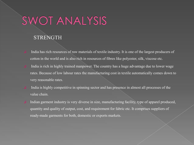 Textile industry ppt strategic management | PPTX