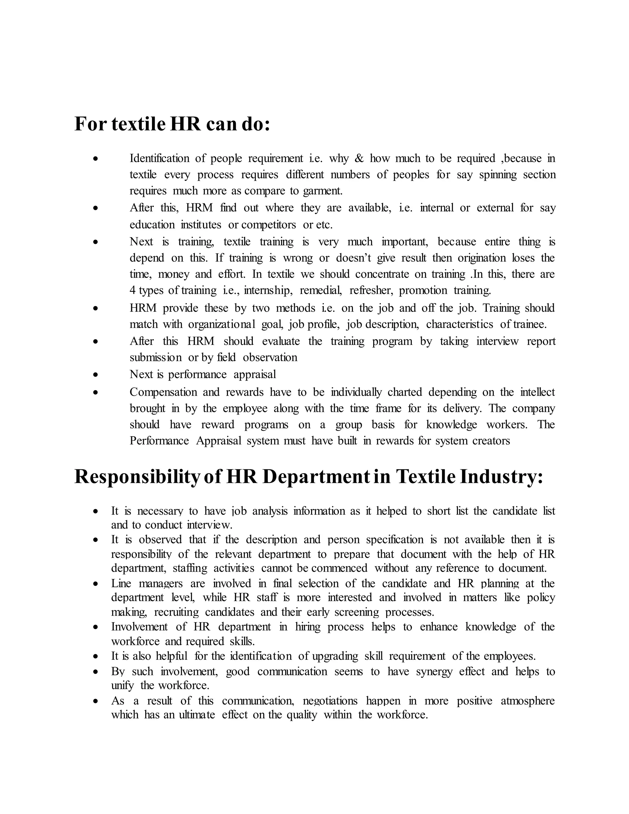 Textile industry report | DOCX