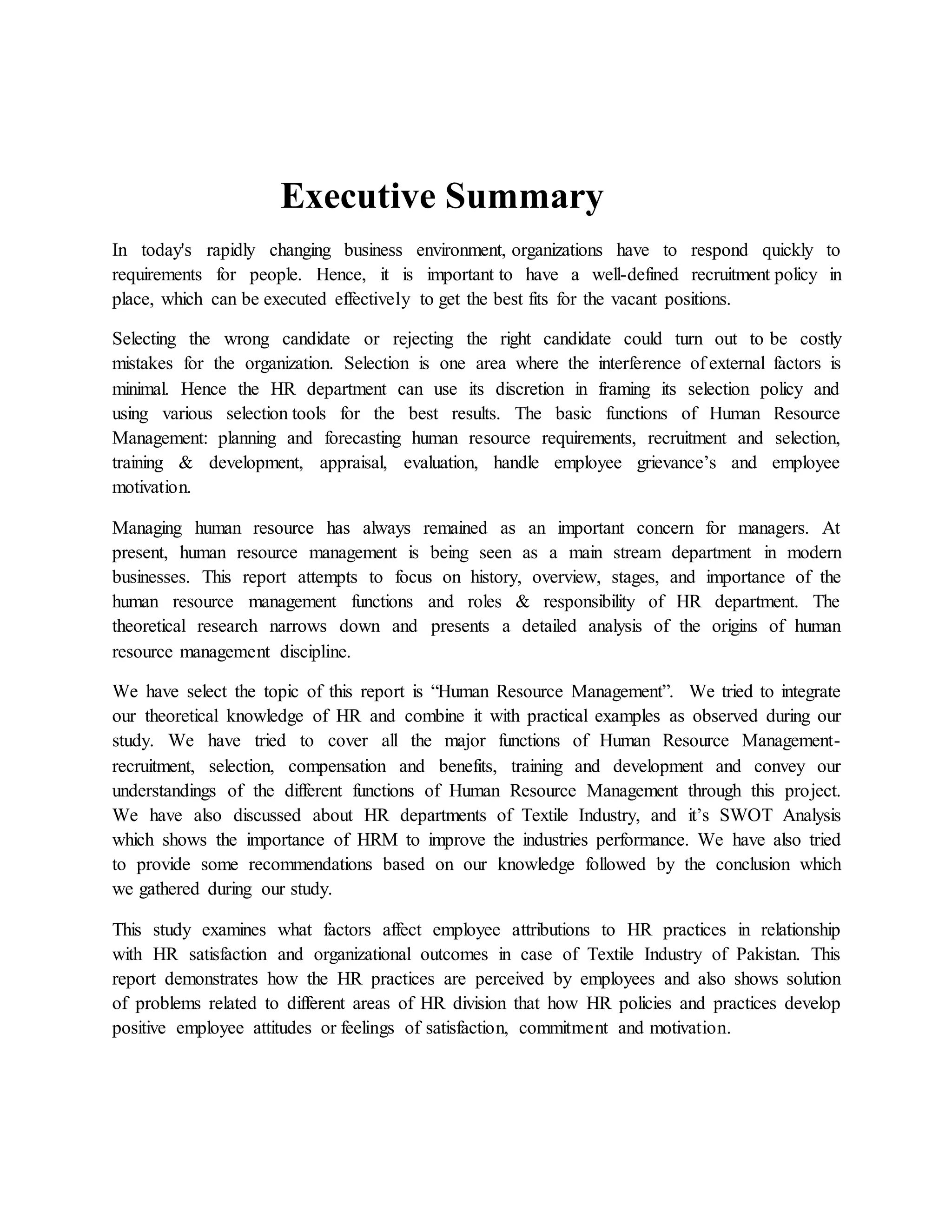 Textile industry report | DOCX