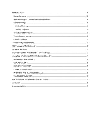 Textile industry report | DOCX