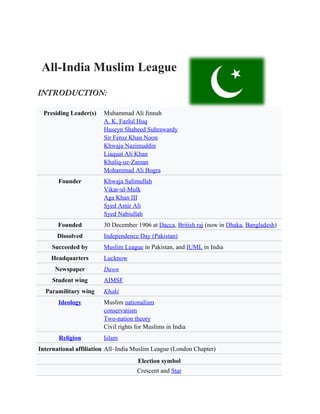 All India Muslim League | DOC