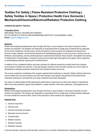 Textilelearner.blogspot.in textiles for safety flame resistant ...