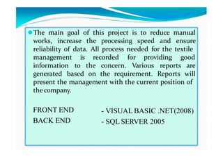 Textile Management System - Review I.pptx | Computer Peripherals ...