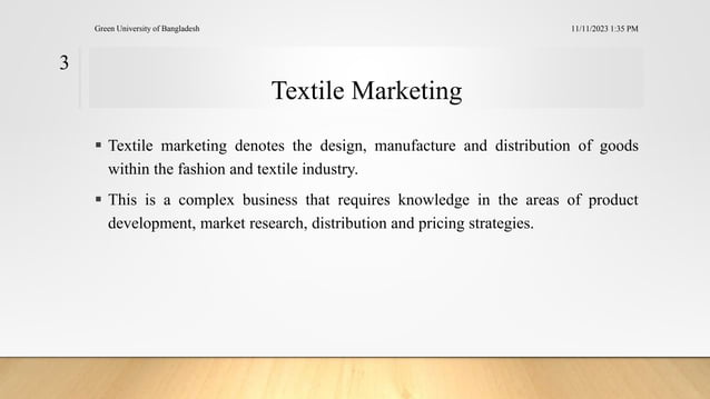 textile marketing.pptx | Marketing and Advertising | Business