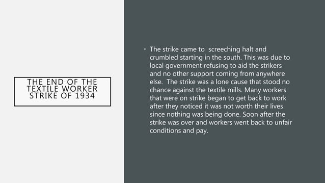 Textile mill strike of 1934 | PPTX | Needlework | Arts and Crafts