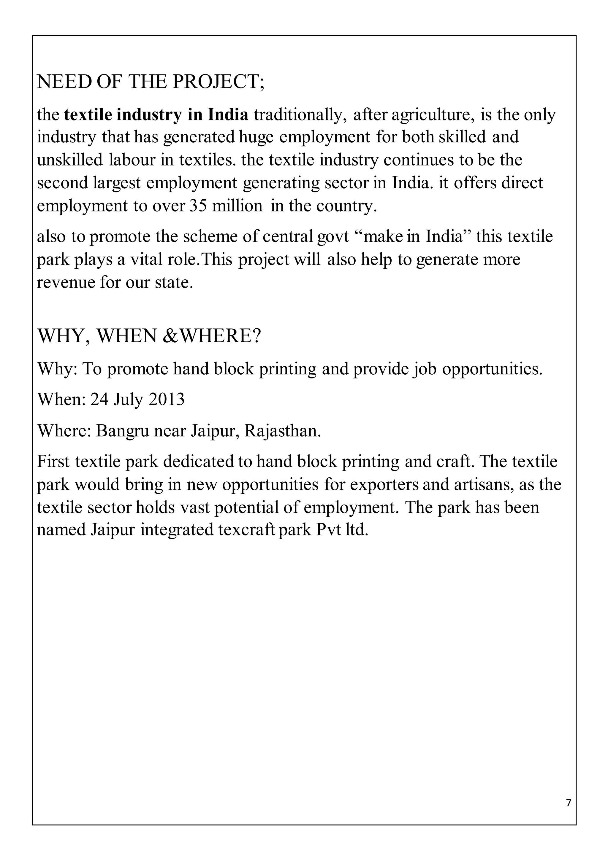 Textile park thesis | DOCX