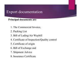 EXPORT DOCUMENTATION | PPT