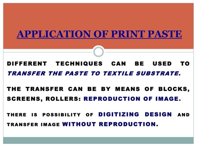 Textile printing , methods of printing textiles | PPT | Needlework ...