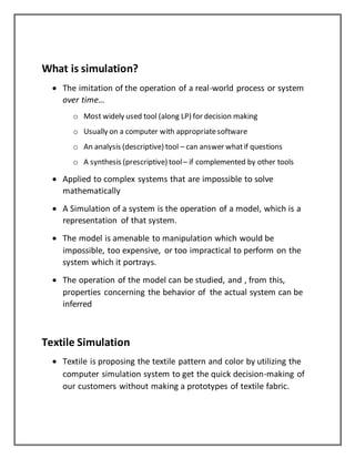 Textile product simulation ppt | DOCX