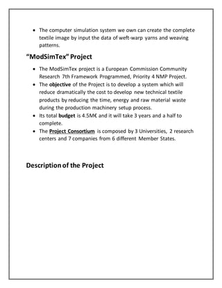 Textile product simulation ppt | DOCX