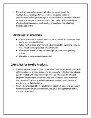 Textile product simulation ppt | PDF