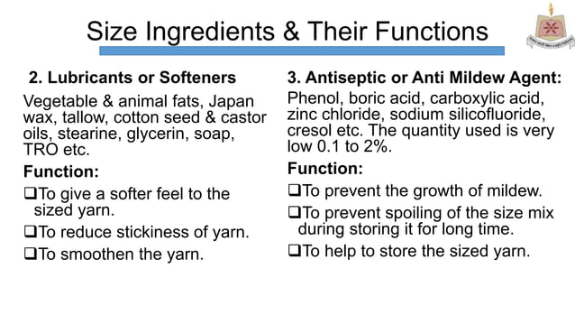 Sizing in textile industry | PPTX