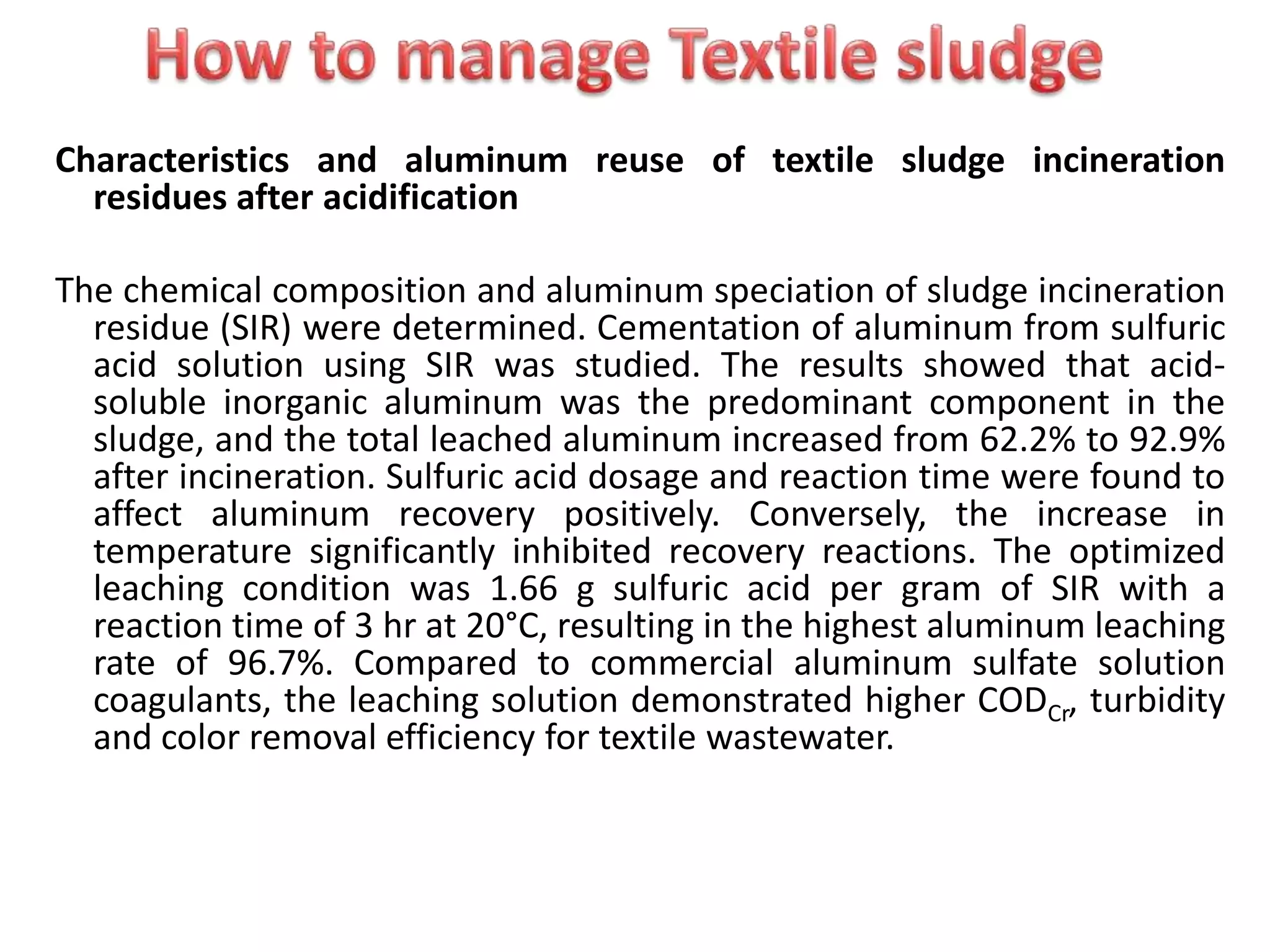 Textile sludge management | PPT