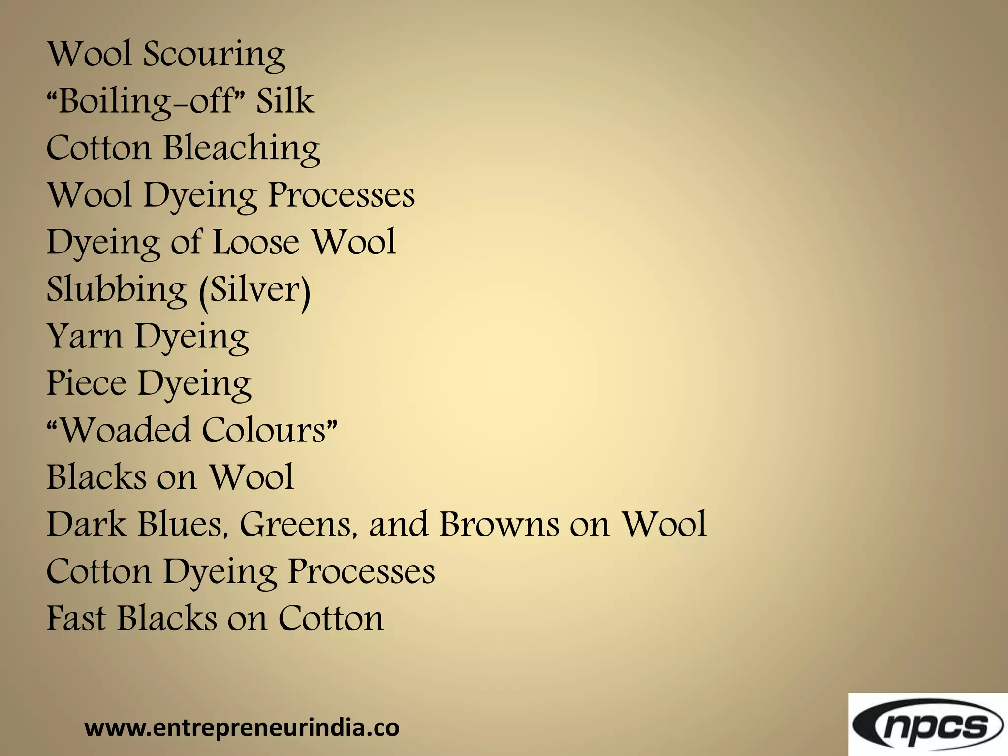 Textile Spinning, Weaving, Finishing and Printing | PPTX