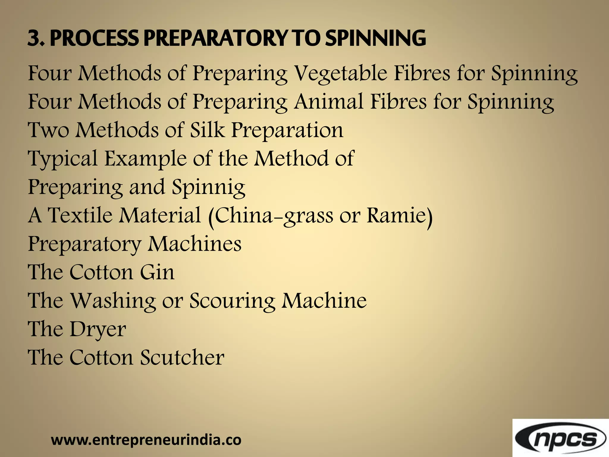 Textile Spinning, Weaving, Finishing and Printing | PPTX