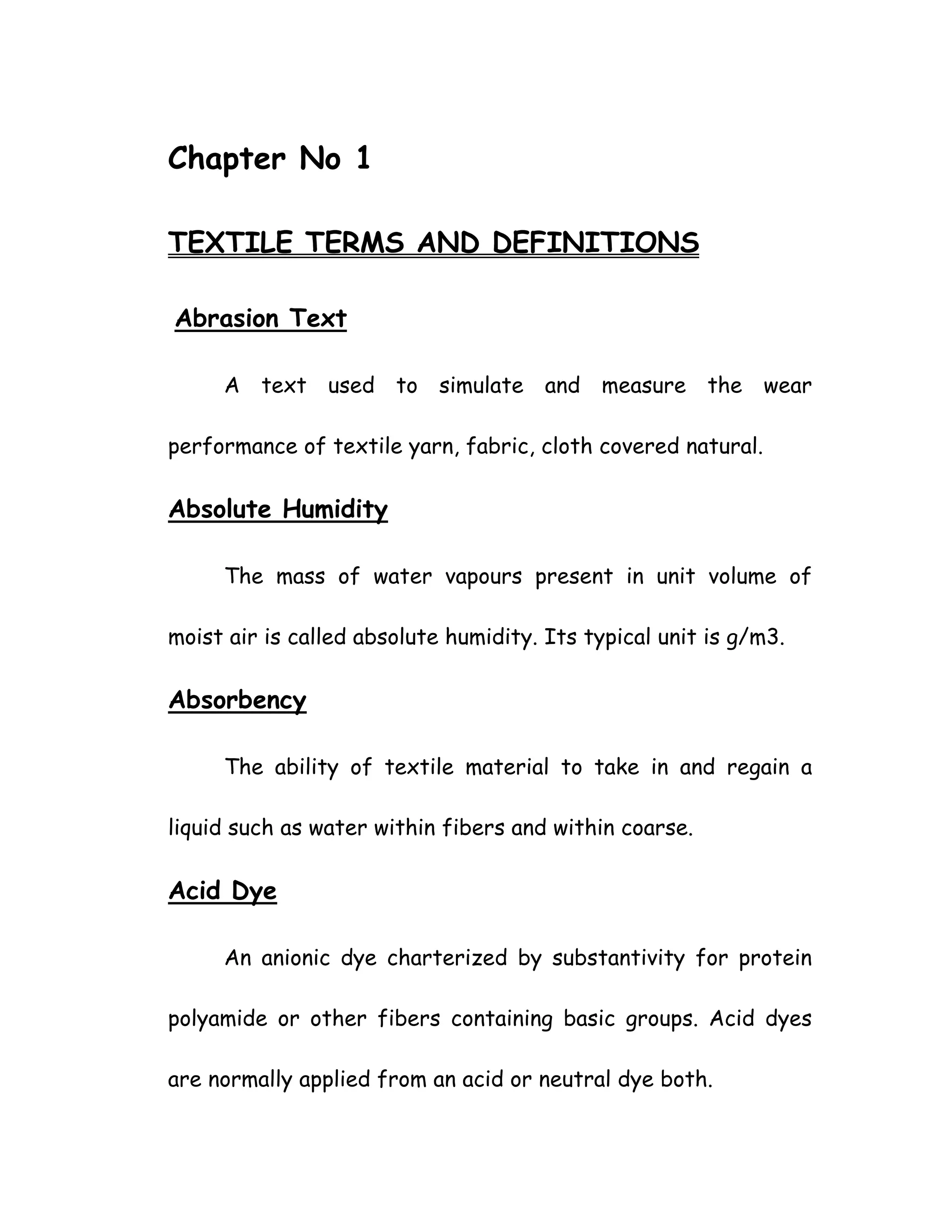 Textile terms and definitions | PDF