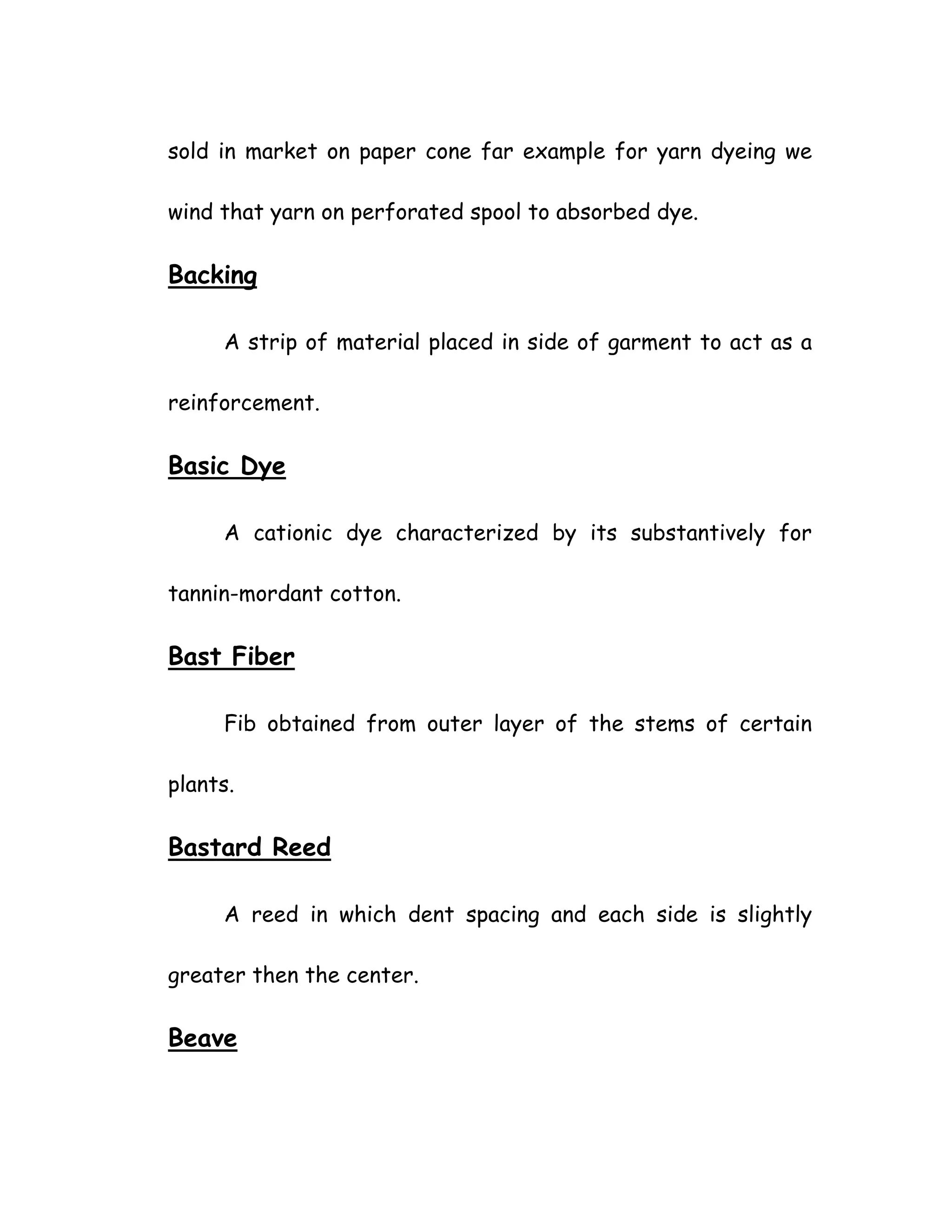 Textile terms and definitions | PDF