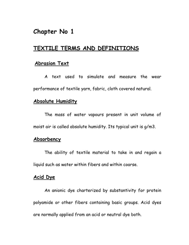 Textile terms and definitions | PDF