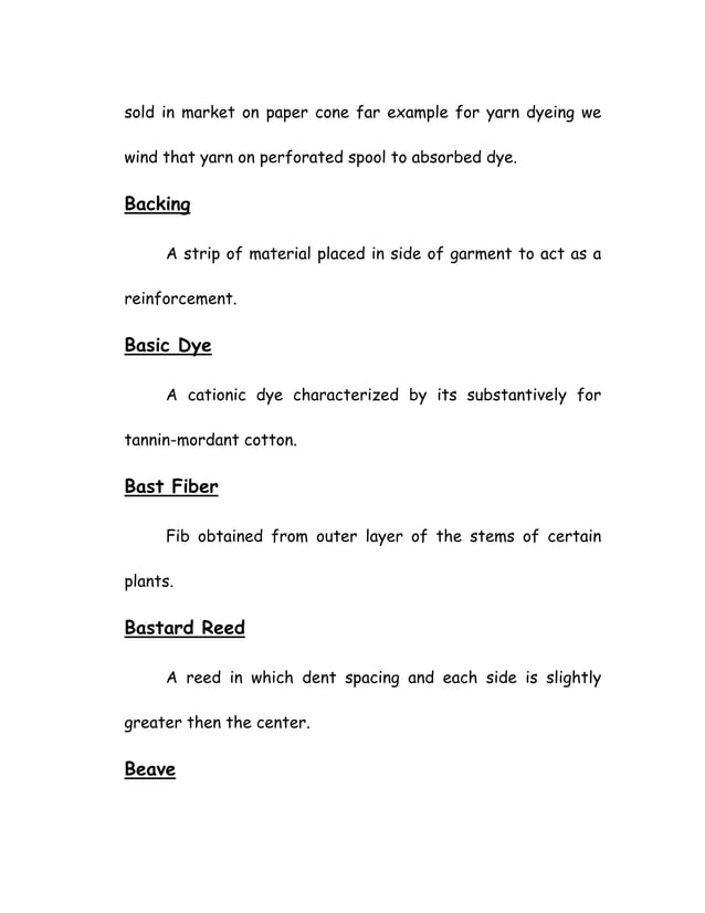 Textile terms and definitions | PDF