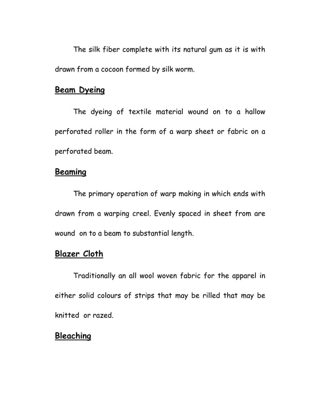 Textile terms and definitions | PDF