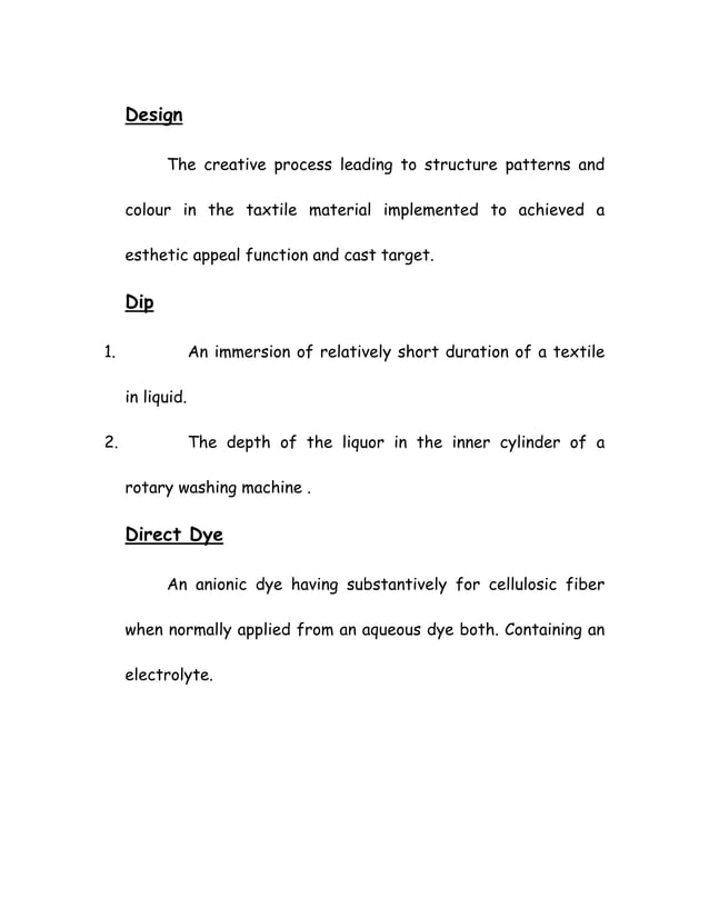 Textile terms and definitions | PDF