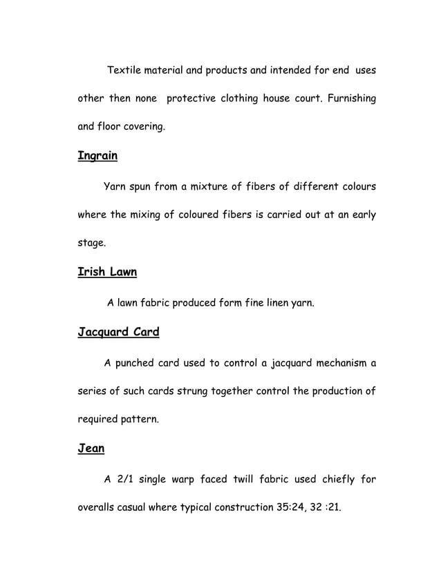 Textile terms and definitions | PDF