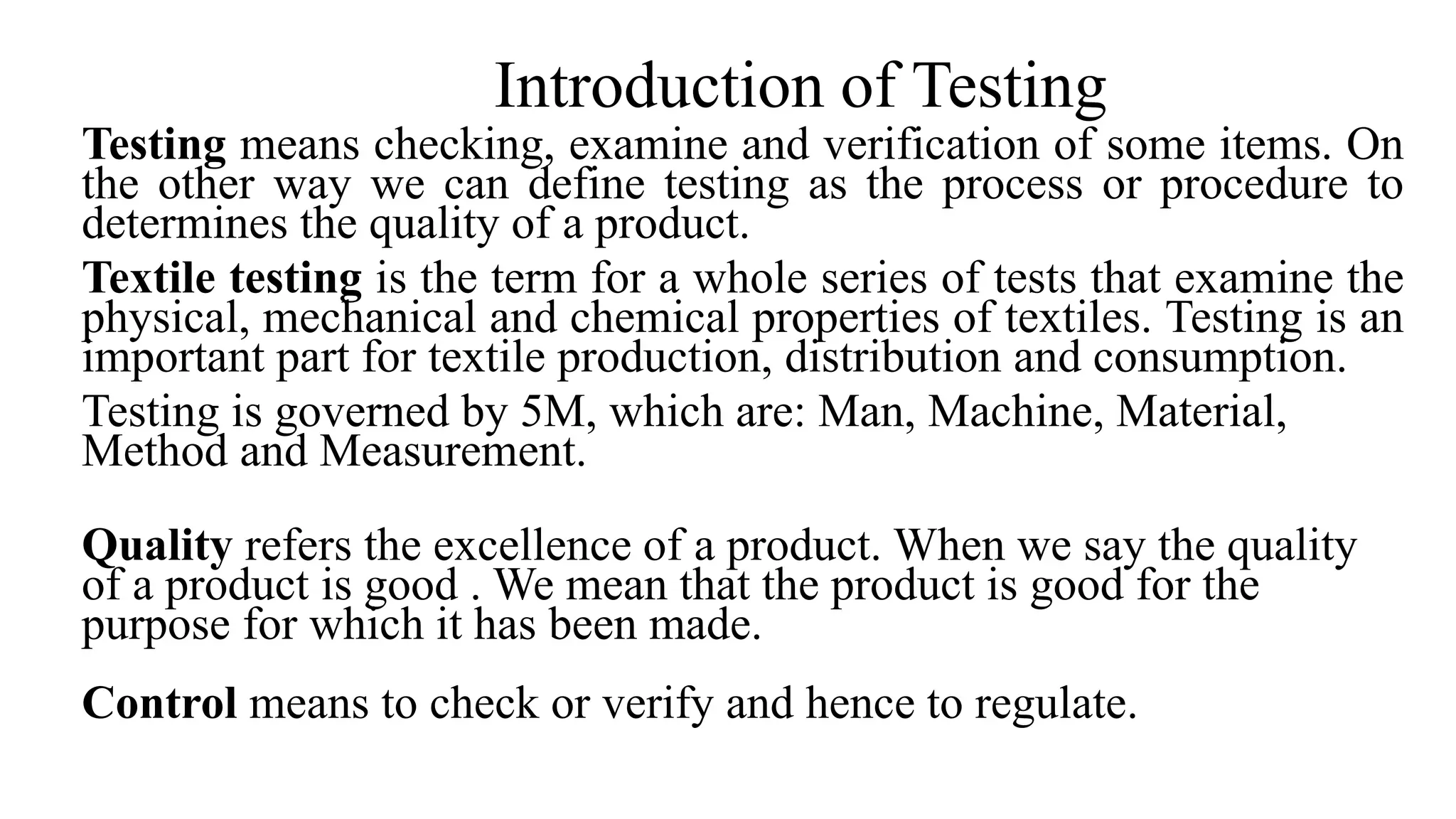 Textile testing and quality control | PPTX