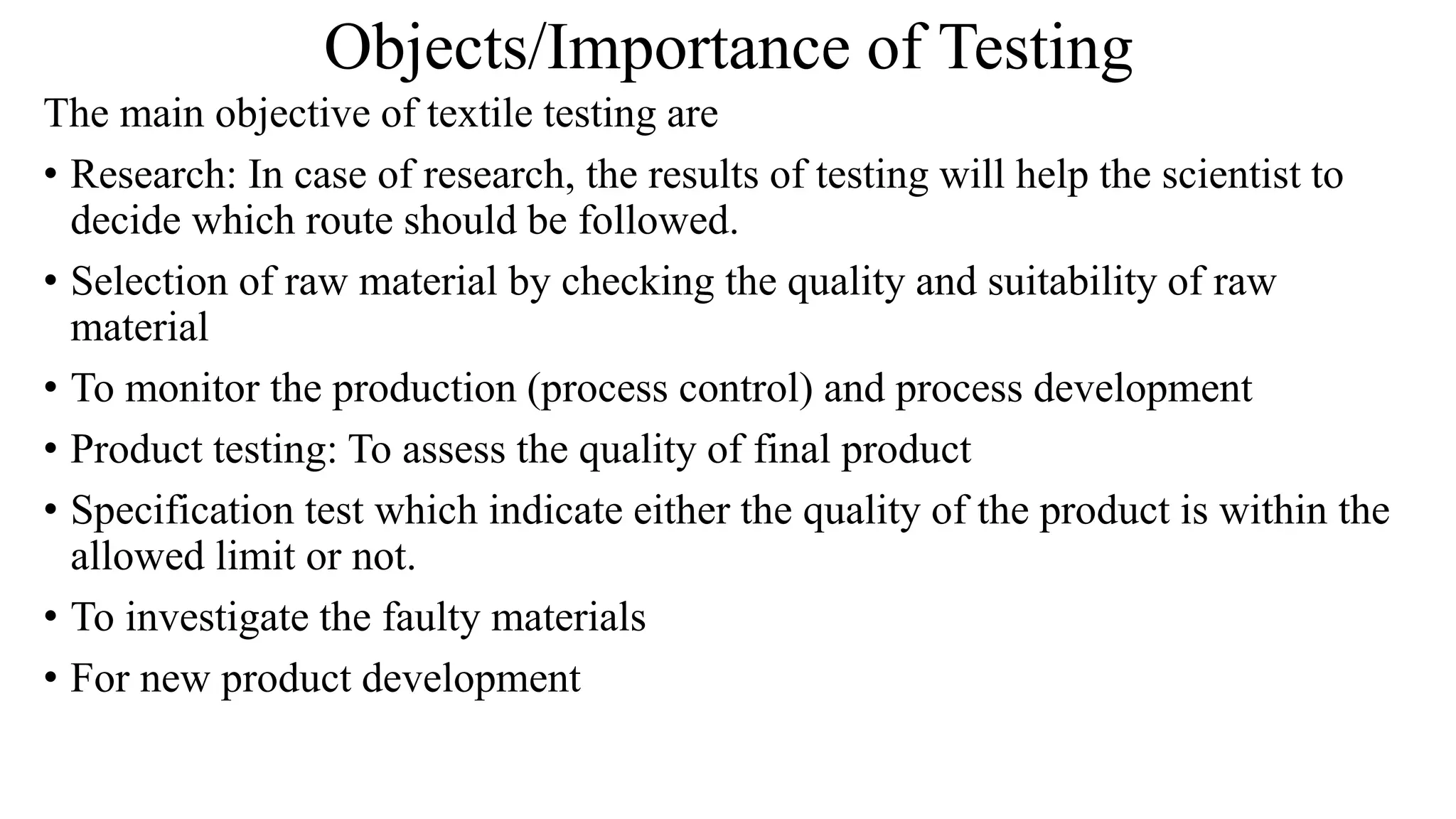 Textile testing and quality control | PPTX