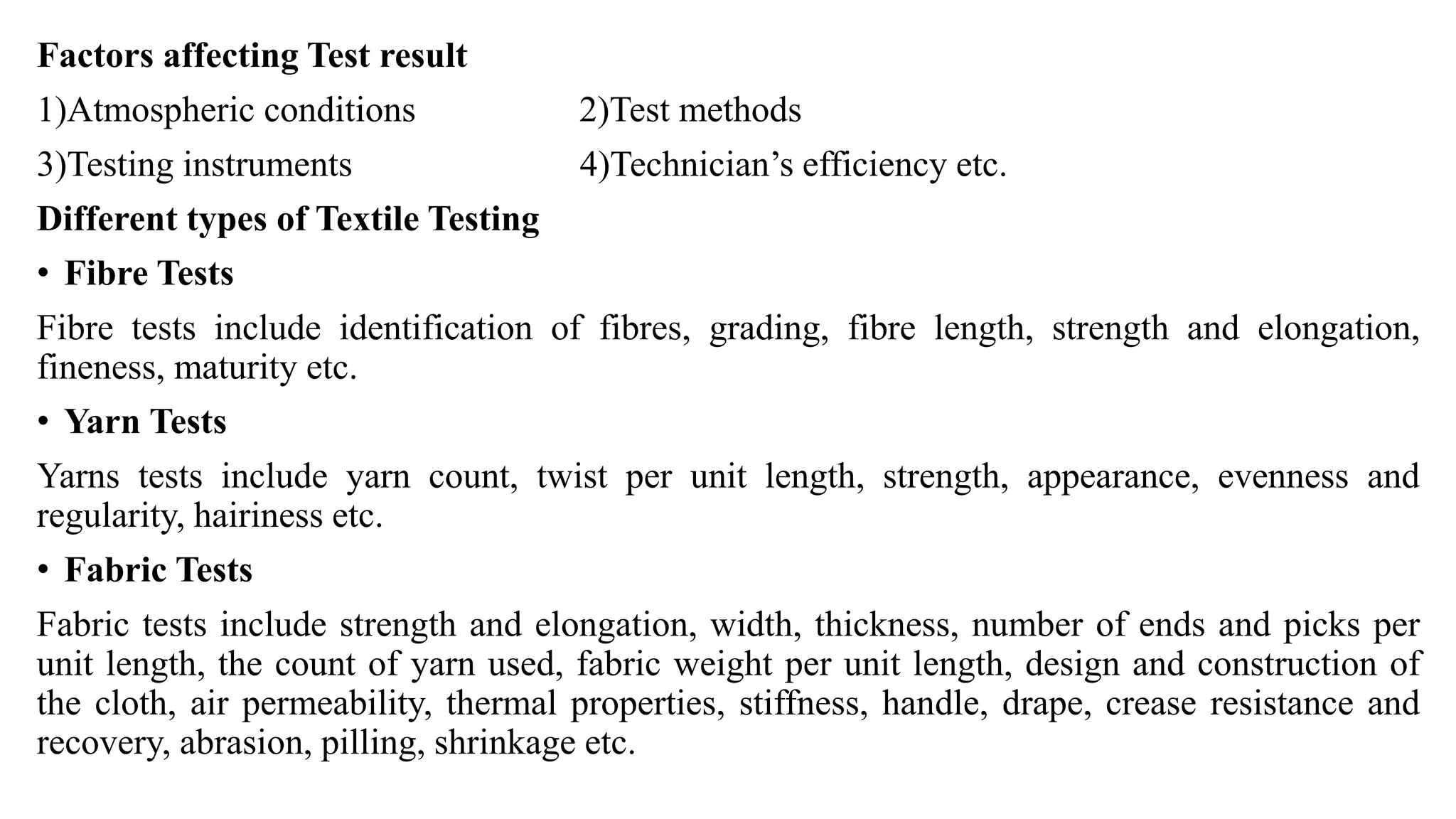 Textile testing and quality control | PPTX