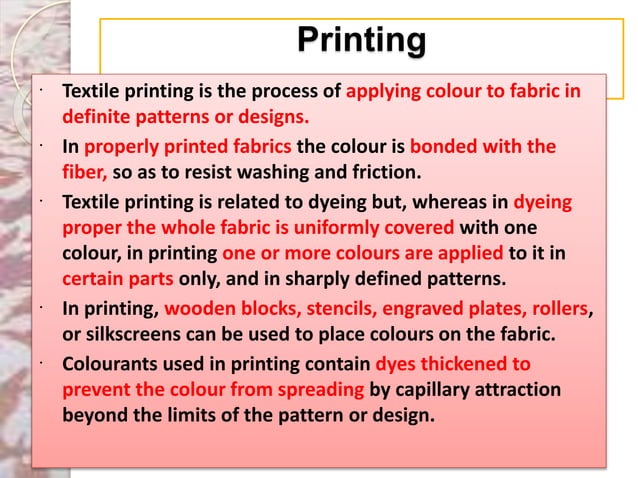 TEXTILE WET PROCESSING.pptx | Needlework | Arts and Crafts