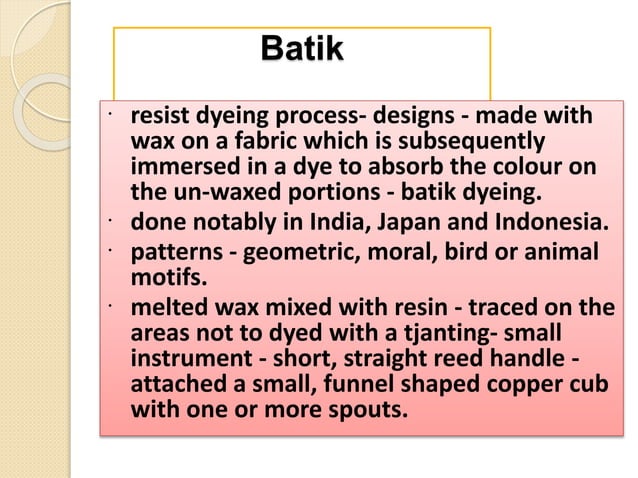 TEXTILE WET PROCESSING.pptx | Needlework | Arts and Crafts