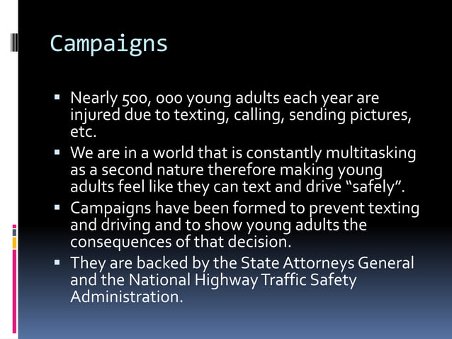 Texting and driving | PPTX | Auto Safety | Automotive