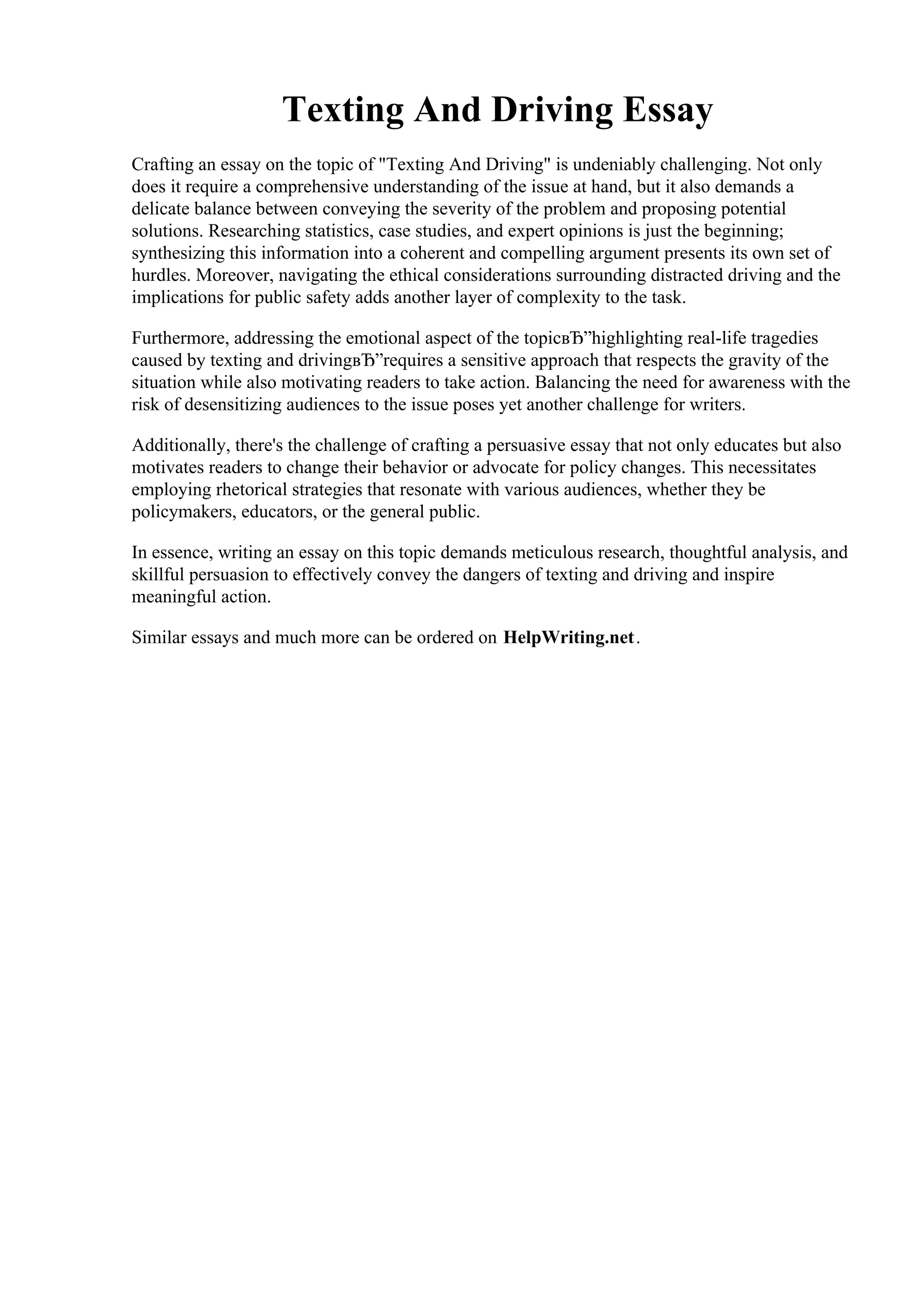 Texting And Driving Essay.pdf