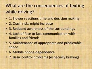 Texting and driving, u3104552 | PPTX
