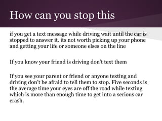 Texting while driving by sarah khalifa | PDF