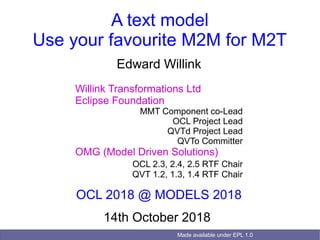 A text model - Use your favourite M2M for M2T | PPT