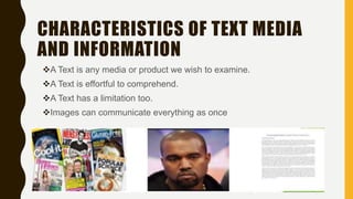 Text media and information | PPTX