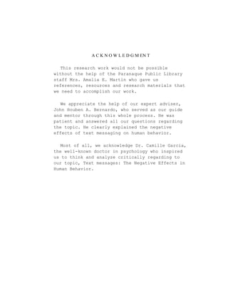 Text Messaging: “Negative Behavioral Effects on Human” | PDF