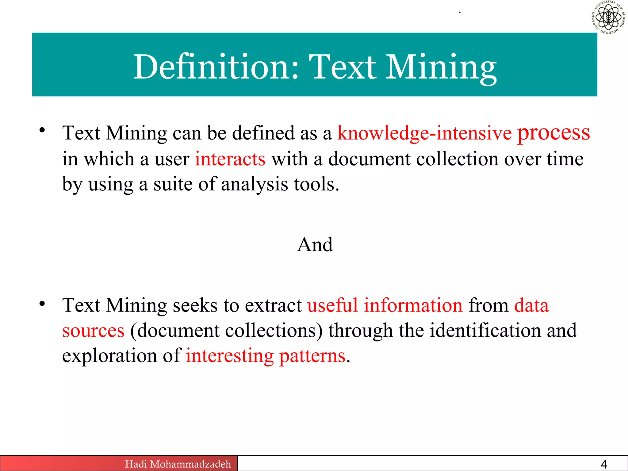 Text mining, By Hadi Mohammadzadeh | PPT