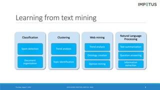 Text mining of Social Network Data for Business Intelligence - iLabs camp | PPT