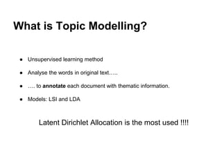 Introduction to Text Mining and Topic Modelling | PPT