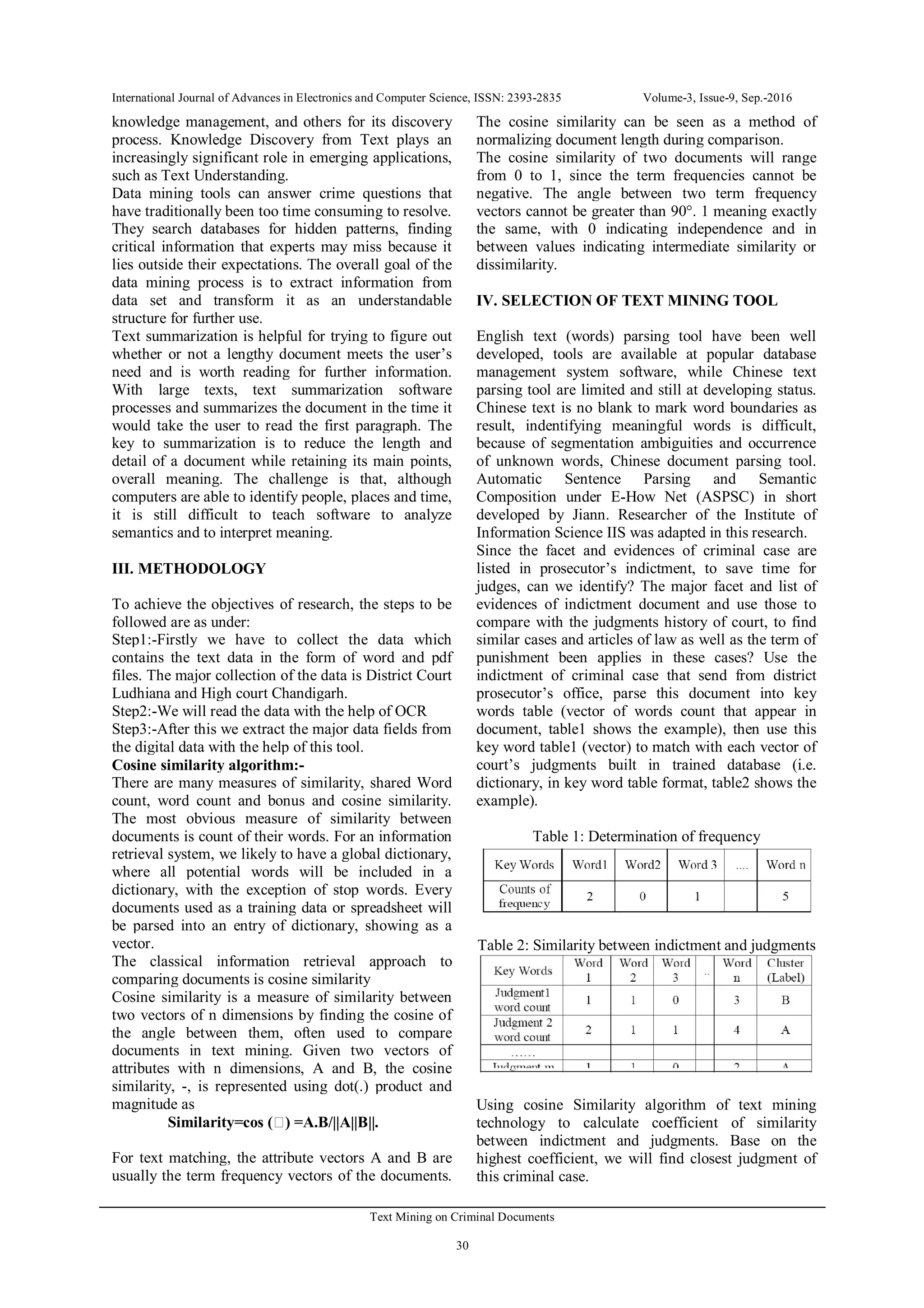Text mining on criminal documents | PDF